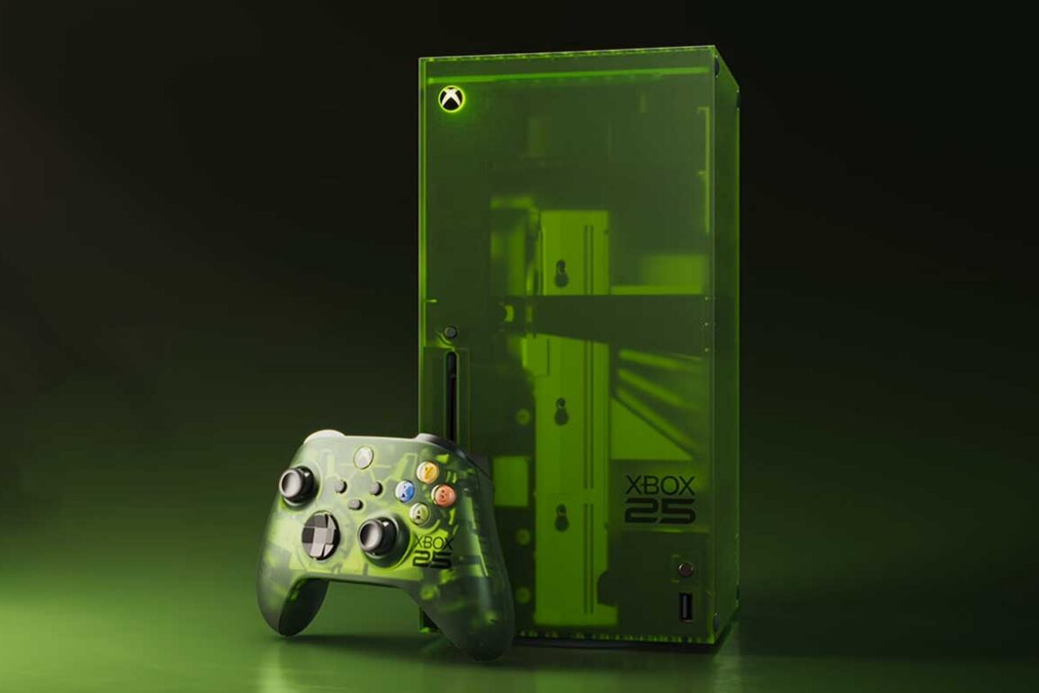 The Xbox Series X25 Is A Transparent Green Console And A Controller Is ...